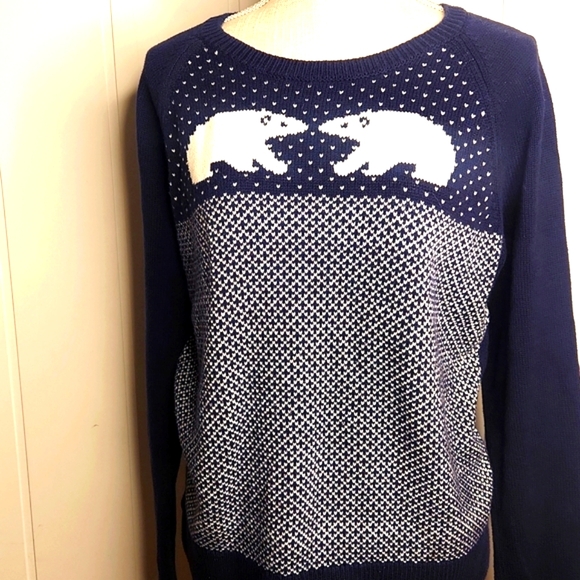 Bass | Sweaters | Bass Y2k Blue Nordic Kissing Polar Bears Print ...